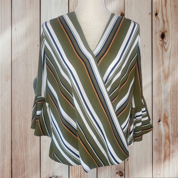 DAVI & DANI | Tops | Davi Dani Striped Surplice Blouse | Poshmark